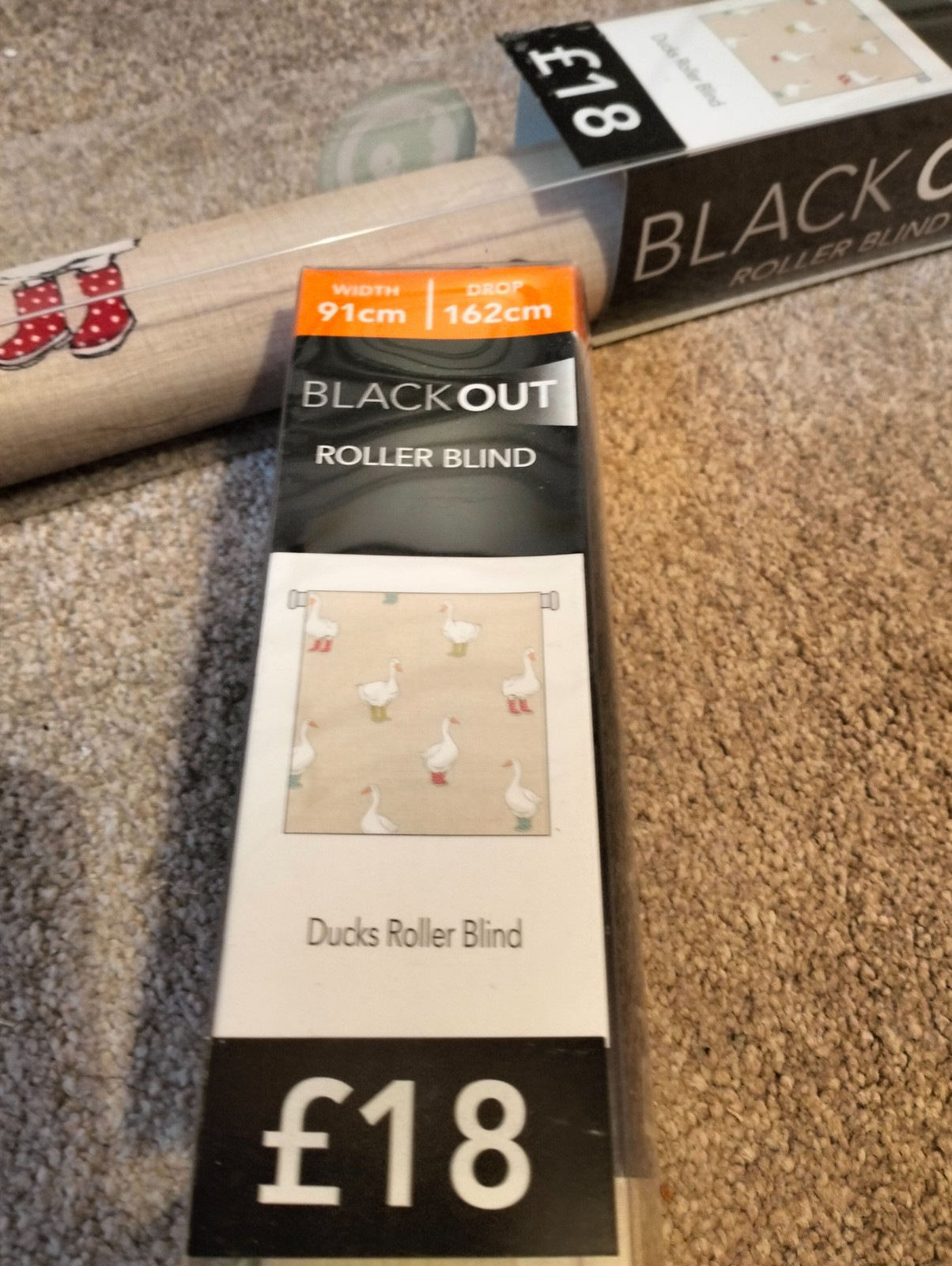 2 roller blinds for windows/doors, Dunelm brand Duck design, w 91cm ...