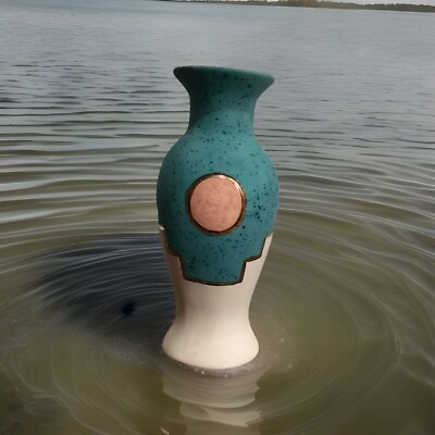 KOPA Pottery AZTEC PASTEL Design 22K Gold Vase Mesa Arizona 10” Tall | eBay