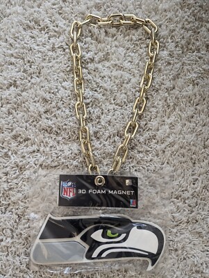 NFL Seattle Seahawks Superfan Gold Color Chain Necklace 3D Foam Magnet ...
