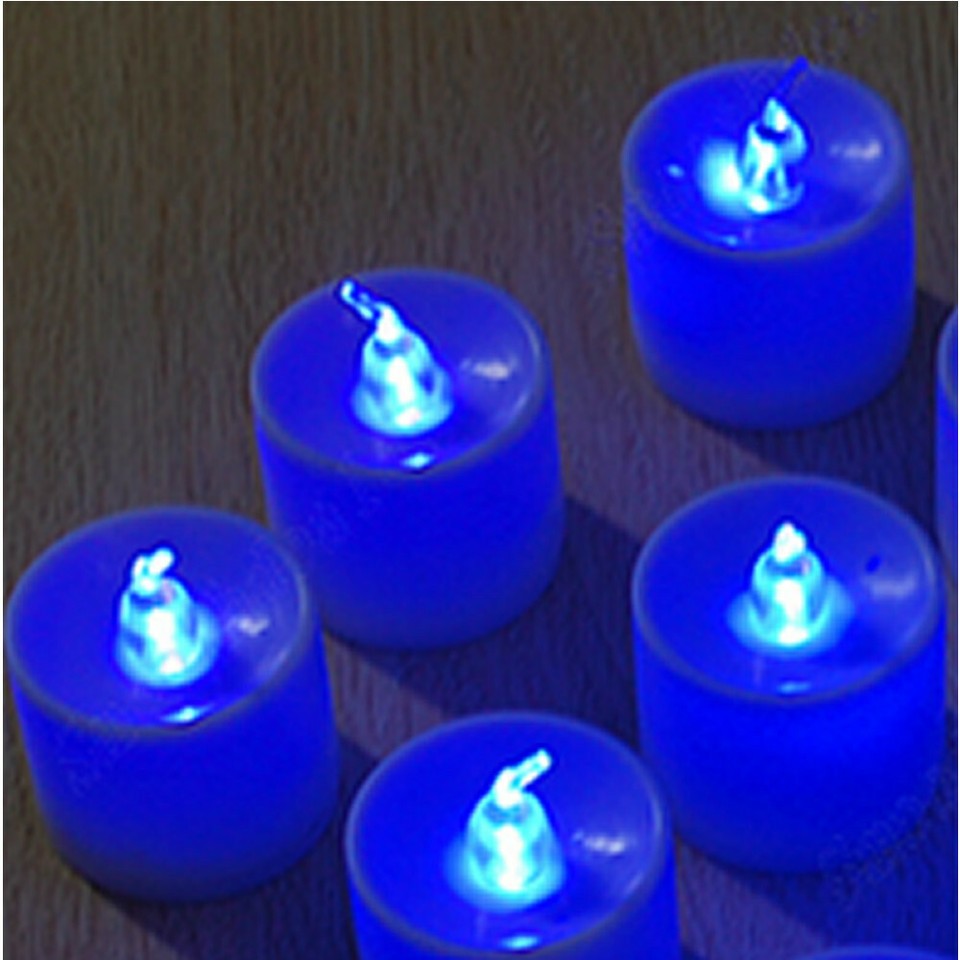 10X 50X LED Electronic Candle Mini Tea Light Flamless Blue Flickering ...