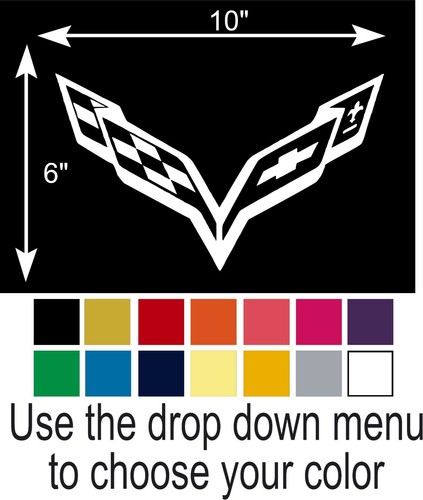 Corvette C7 Flag Back window vinyl sticker decal Choose a color 10" x 6 ...