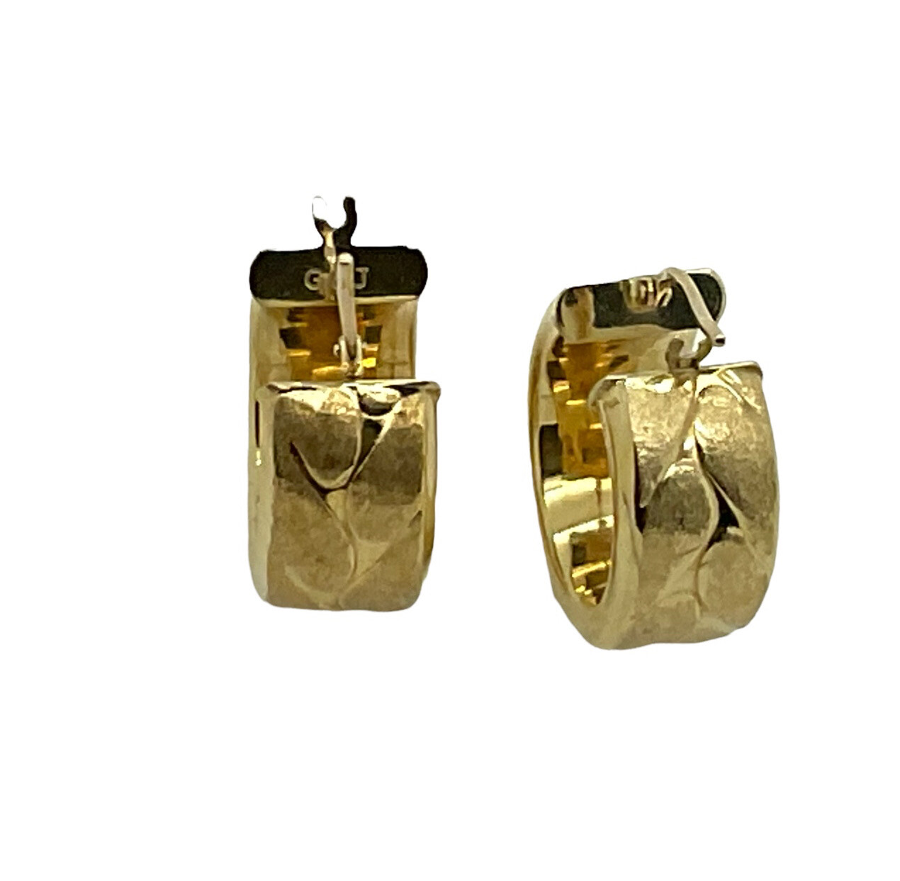 GCJ 14k Gold Hoop Earrings 4.9grams George Carter Jessup Italy Textured ...