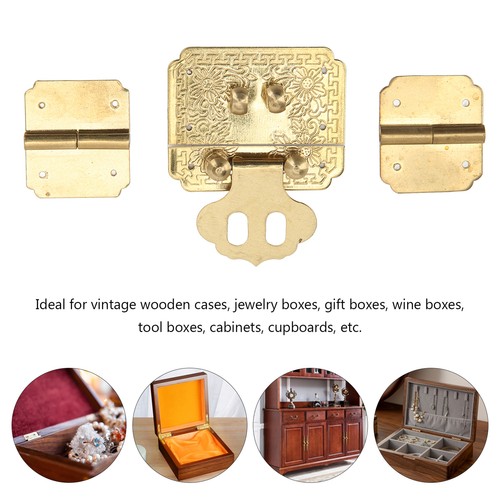 Box Lock Buckle Hinges Set Durable Rustproof Brass Box Hinges Accessory ...