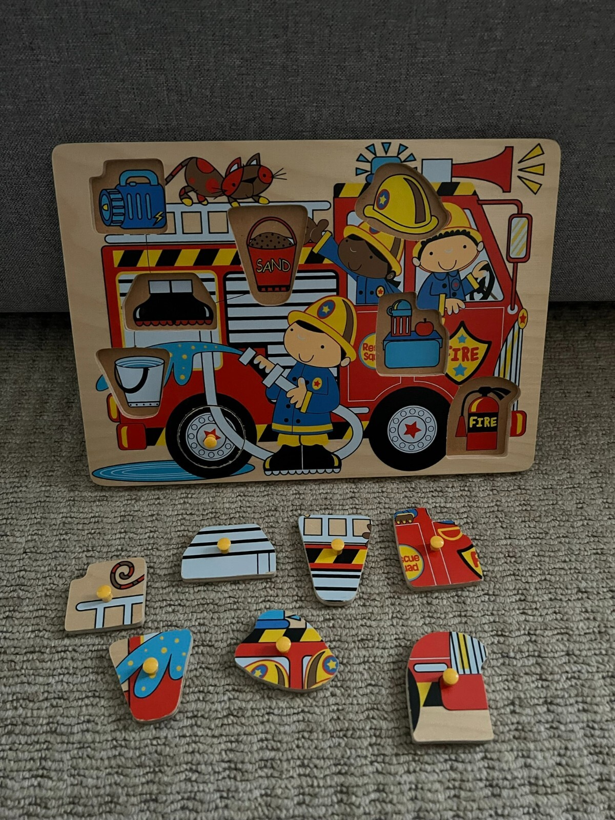 ELC Toddler Wooden Puzzle - Fire Engine 7 Piece- Baby Child Toy | eBay
