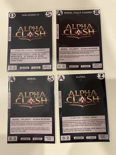 Alpha Clash TCG - Pre Sample Test SUPER/RARE cards. BLACK (40 of each ...
