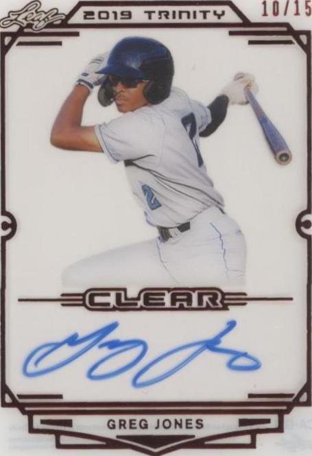 2019 Leaf Trinity - Clear Autographs Greg Jones #CA-GJ1 Red /15 (AU, RC ...
