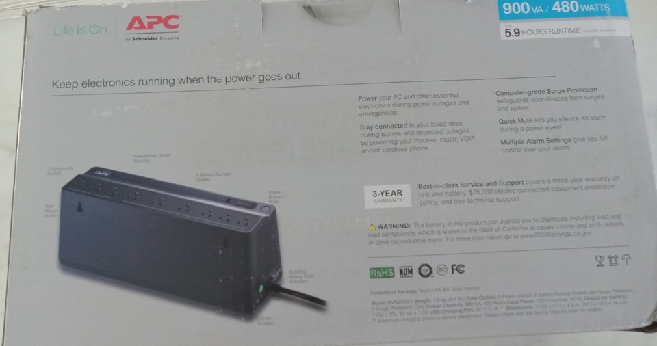 APC Battery Back-UPS Model #BVN900M1 NIB 731304413004 | eBay