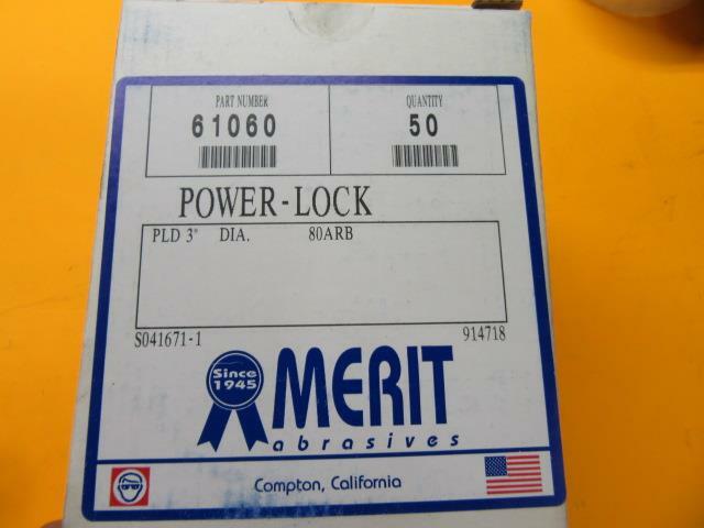NOS Merit® Power-Lock 3 inch Sanding Disk 80 Grit Box of 50. Part ...