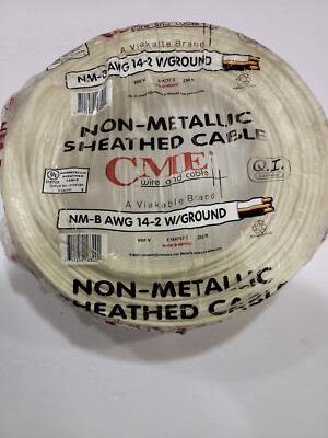 250 Feet CME NM-B 14-2 W/Ground Non Metalic Sheathed Cable 600V 250' | eBay