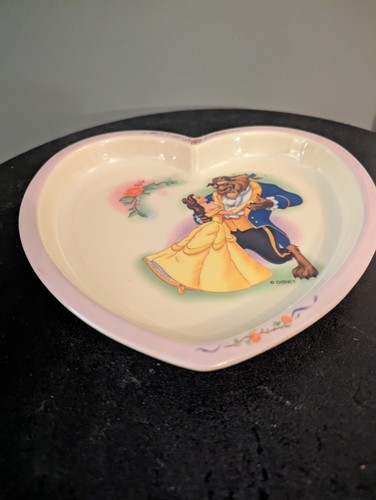 Vintage Elandia Disney Beauty And The Beast Heart Shaped Child's Plate ...