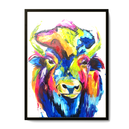 Chromatic Bull – 12x16 Original Colorful Acrylic Painting | Modern ...