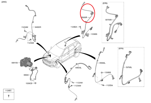 KIA SELTOS SP2 2WD RH ABS REAR WHEEL SENSOR ASSY 2019-2021 -GENUINE KIA ...