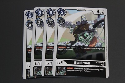 Digimon TCG (2020) - BT13-067 - 4x Gladimon - Black - Common | eBay UK
