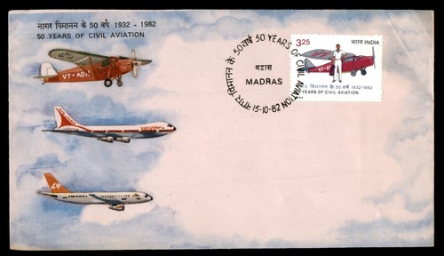 MayfairStamps India FDC 1982 50 Years of Civil Aviation First Day Cover ...