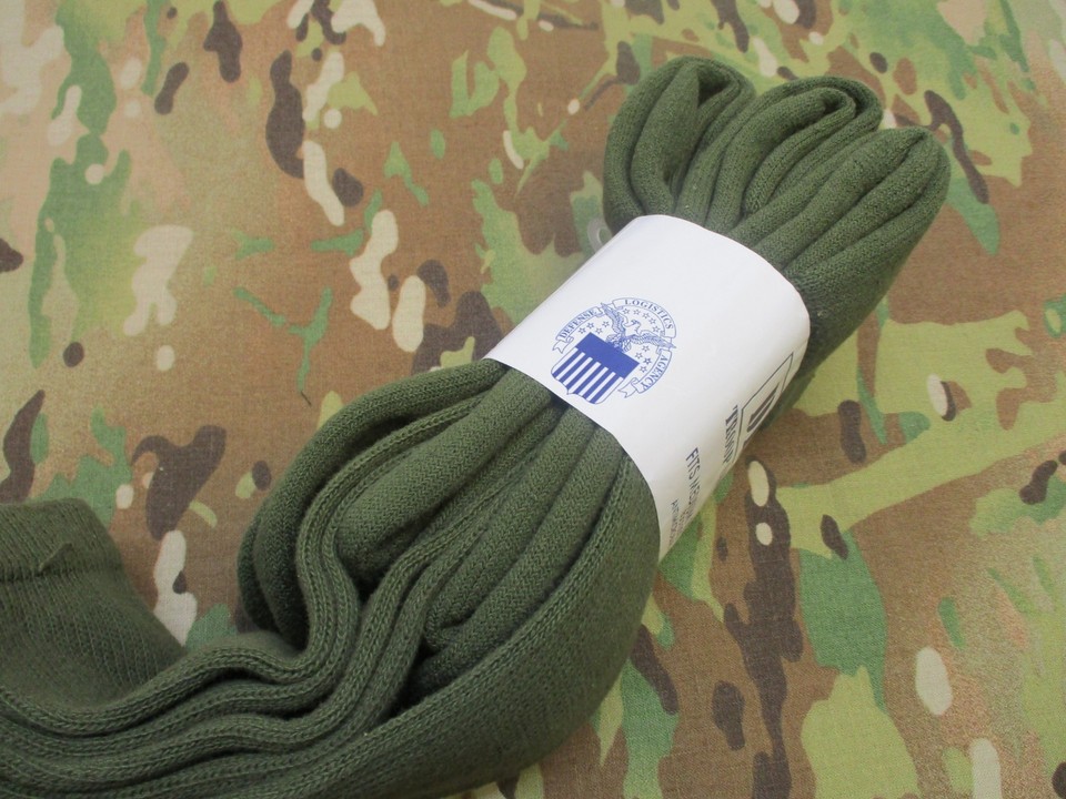 3-PACK MILITARY ISSUE BOOT SOCKS OD GREEN MED TUBE SOCK CALF LENGTH 10. ...