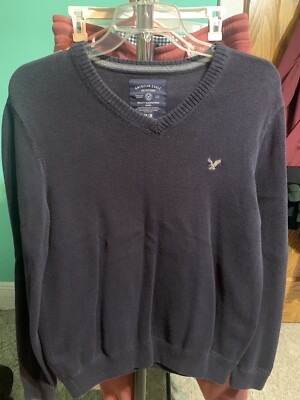 American Eagle V-neck sweater blue cotton Size medium (good Condition ...