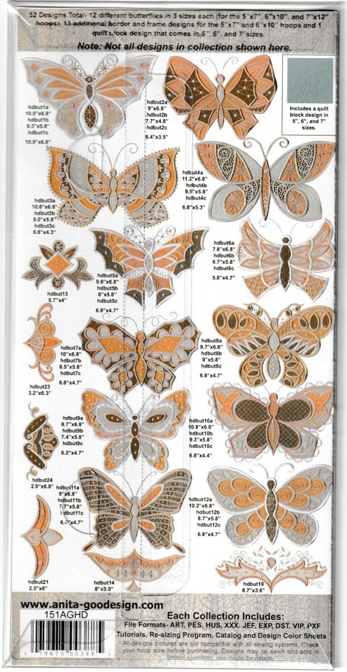 Antique Butterflies Anita Goodesign Embroidery Machine Design CD NEW ...