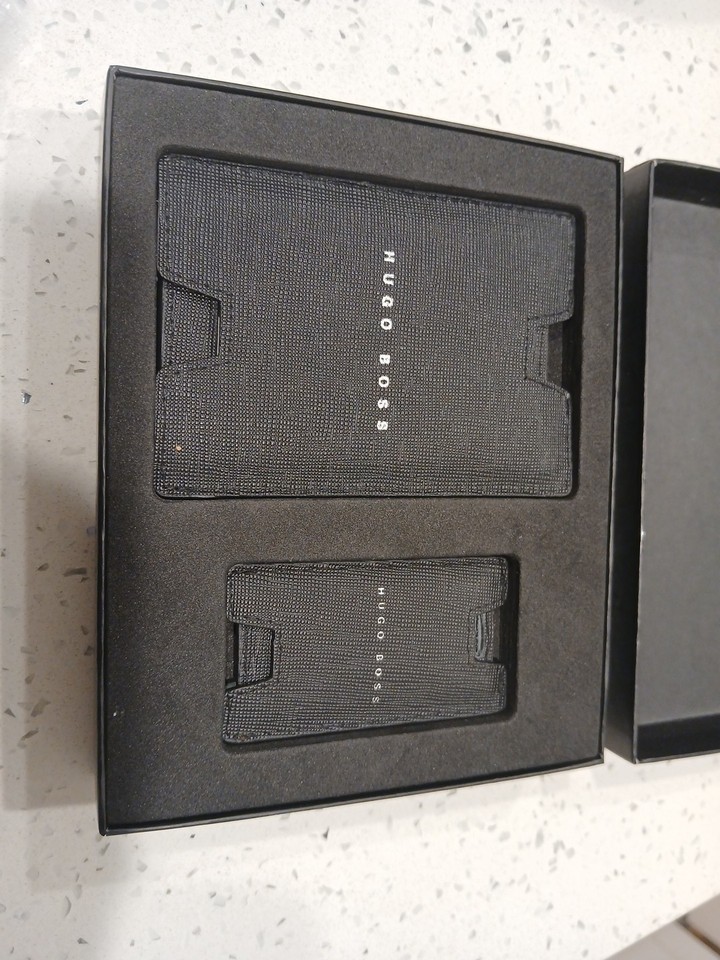 Hugo Boss Leather Luggage Tags Set, Accessory, Men Gift Idea | eBay