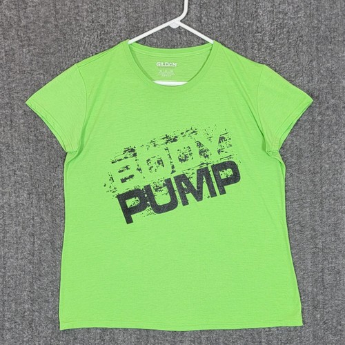 Body Pump T-Shirt Womens L Green Short Sleeve Crewneck Exercise Gym ...