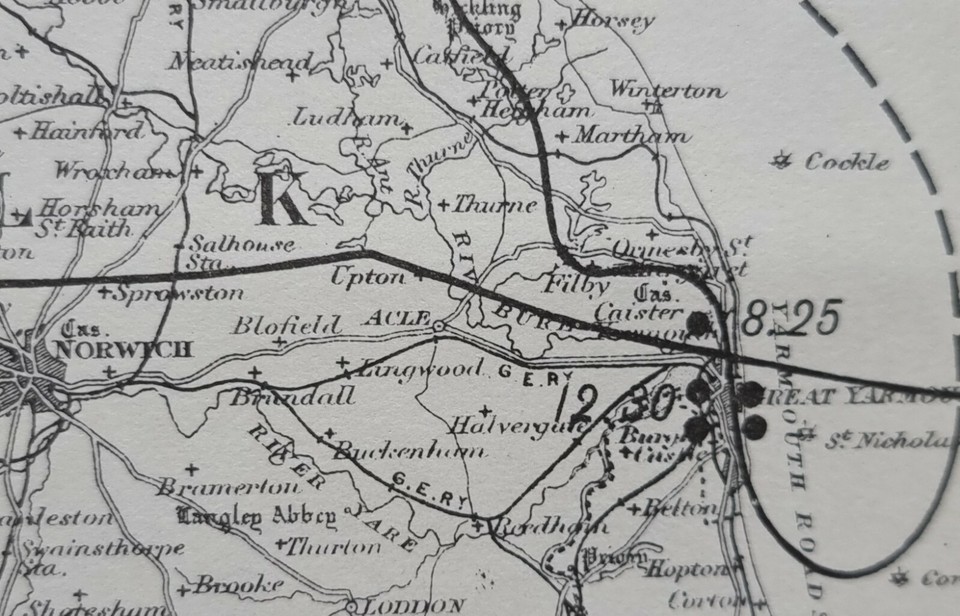 1930 WW1 MAP ZEPPELIN ENGLAND AIRSHIP RAID 19-20th JANUARY 1915 BOMBS ...