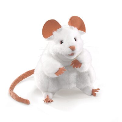 White Mouse Plush Hand Puppet Engaging Interactive Toy for Kids Ages 3 ...