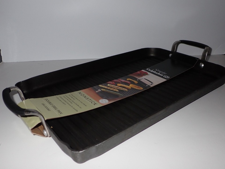 NEW Calphalon Simply Nonstick Double Grill Pan 18" x 11" Discontinued ...