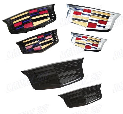 New Front Grille Rear Trunk Emblems Badges Fit 15-19 Cadillac ATS XTS ...