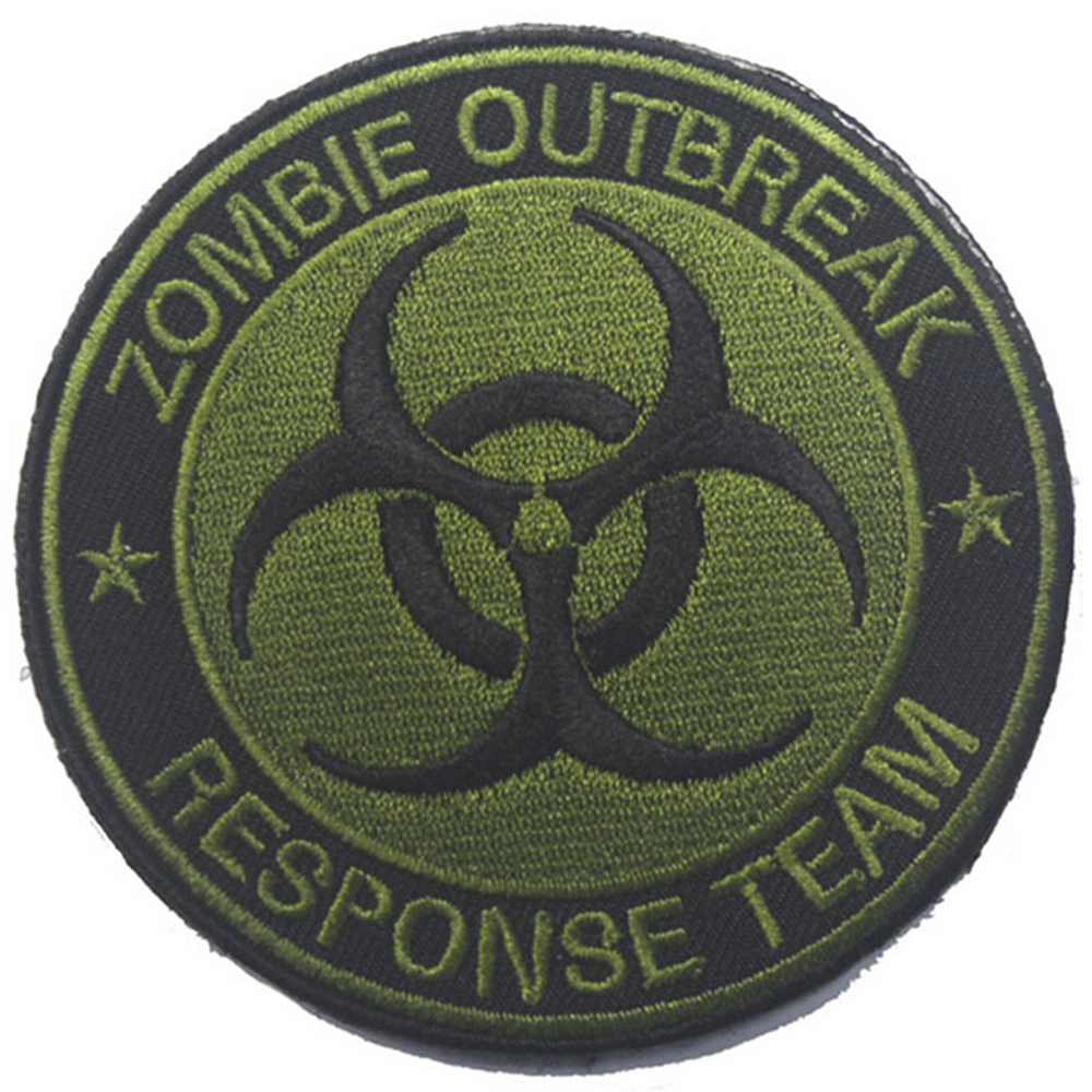 Zombie Tactical Response Team Biohazard Caution Round Embroidery Hook