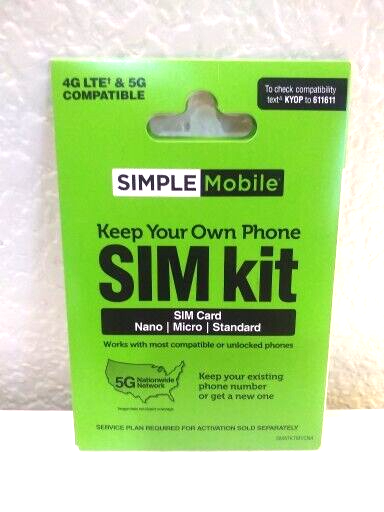 Simple Mobile Prepaid Data Triple Cut SIM. 616960467038 | eBay