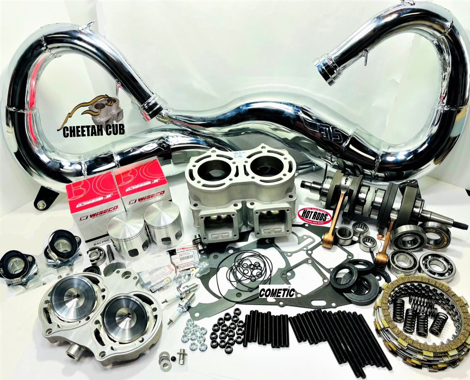 Banshee Complete 421 Cub Motor Engine Exhaust Chrome SLP Pipes Assembly ...