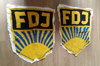 2 x altes DDR FDJ Emblem 80 x 65 cm Ostalgie Kult Vintage Stoff BW für ...