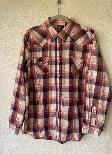 Men’s wrangler pearl snap plaid retro button up western size xxl 2xl ...