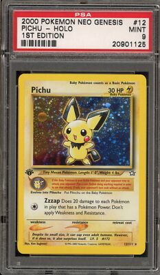 Pokemon Pichu Neo Genesis 1st Edition Holo Rare #12 PSA 9 Mint | eBay