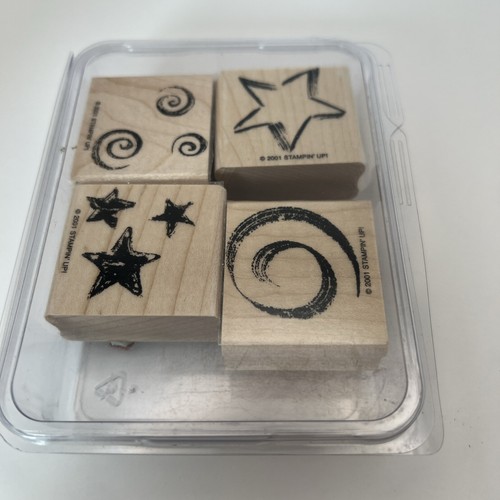 Stampin' Up! STARS & SWIRLS 2001 Wood Mounted Rubber Stamps Set | eBay