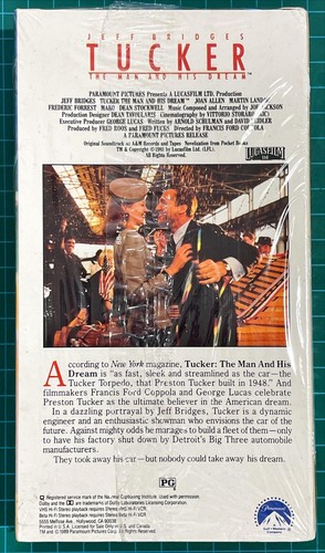 Tucker The Man And His Dream [ VHS 1994 ] Jeff Bridges - Brand New! | eBay