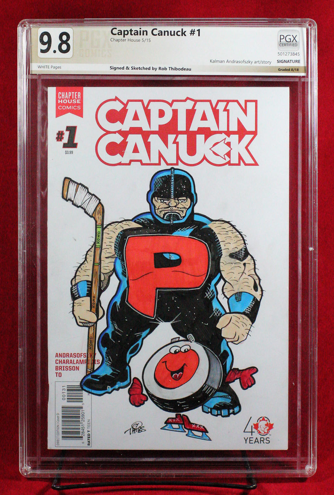 PUCK & PETER PUCK CANUCK PGX 9.8 NM/MT Near Mint Original Sketch ROB ...