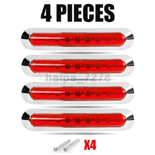 4Pcs Red 9LED Side Marker Lights RV Truck Trailer Van Clearance Lamp ...