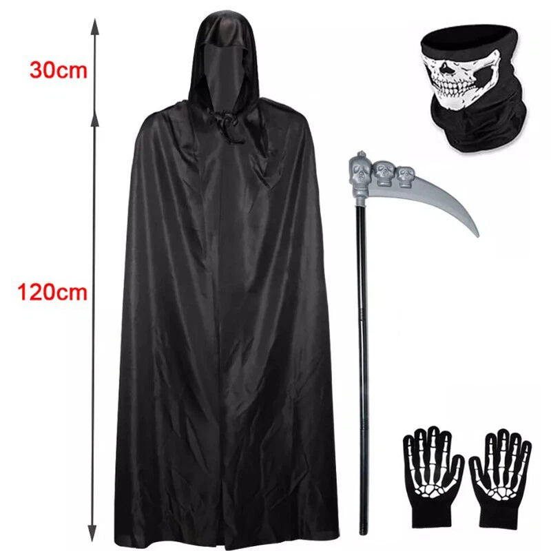 Adult Mens Grim Reaper Phantom Halloween Fancy Dress Costume Death Robe ...