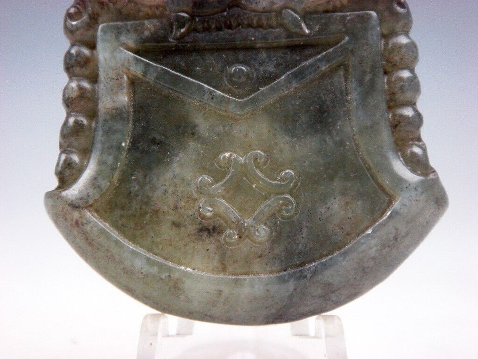 Old Nephrite Jade Stone Carved Pendant Furious Foo Dog Lions #08122303 ...