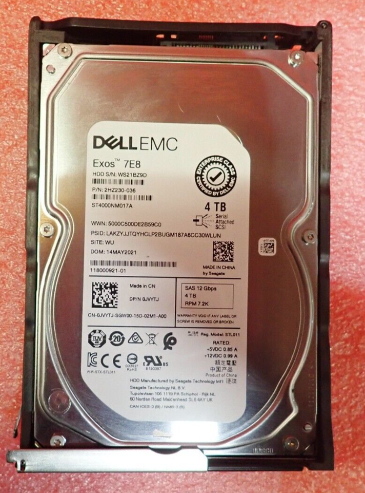 New Dell EMC Data Domain DS60 4TB 7.2K SAS 6/12G 3.5" HDD JVYTJ ...