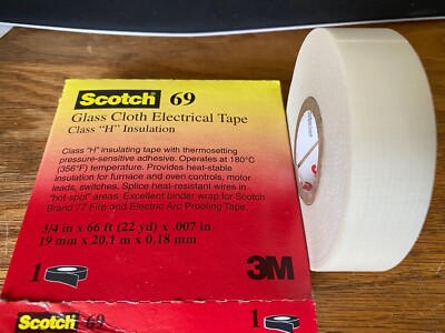 3M Scotch 69 Glass Cloth Electrical Tape Class H 200℃ Insulation 3/4 ...