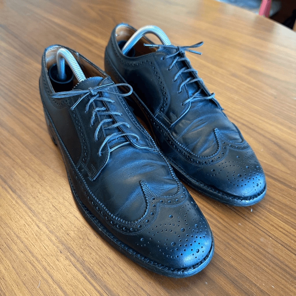 Vtg Florsheim Longwing Brogue Shoes Mens 10.5 Black 1980s Wingtip | eBay