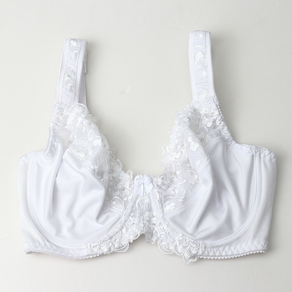 Women's Minimizer Unlined Underwire Bra with Lace Embroidery Full ...