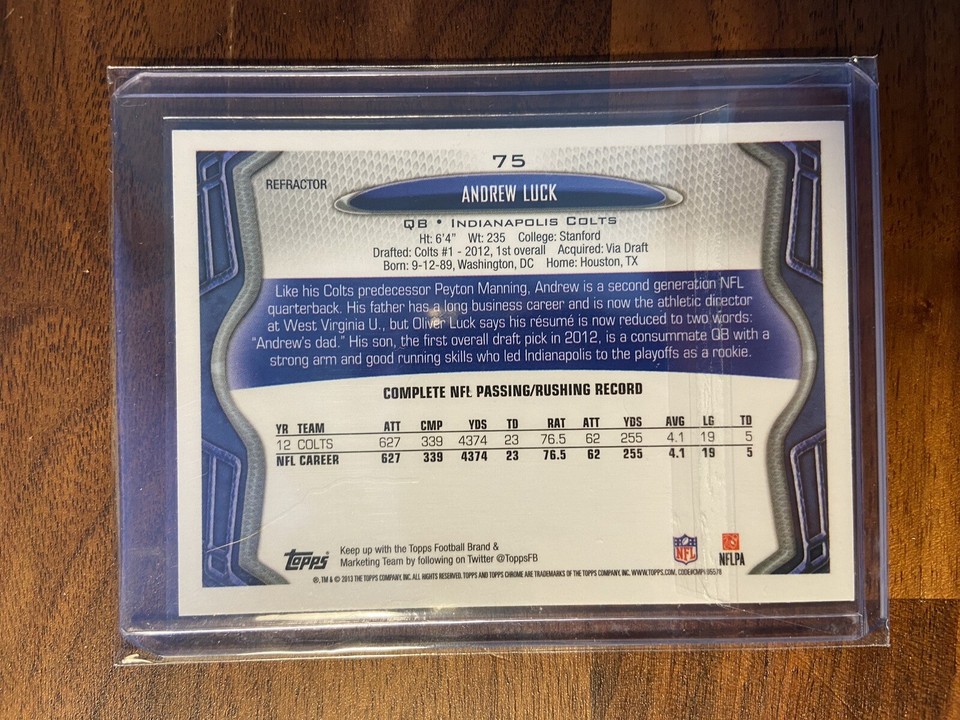 2013 Topps Chrome Orange Refractor Andrew Luck #75 | eBay