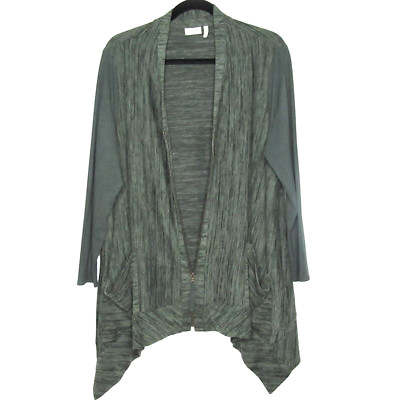 Logo by Lori Goldstein Cardigan Zip Front Plus Size 1X Heathered Gray ...