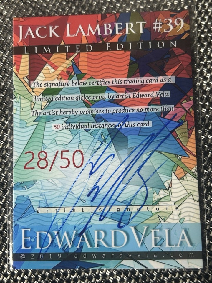 Limited 28/50 Jack Lambert Steelers #39 "Art Card" Edward Vela Signed ...