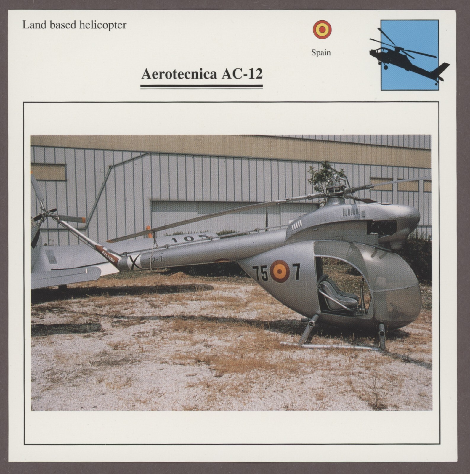 Aerotecnica AC-12 Edito Service Warplane Air Military Card Helicopter ...