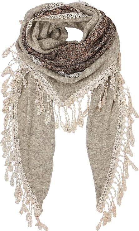 Womens Winter Triangle Scarf Hip Scarf Cover-up Lace Finish Scarf with ...