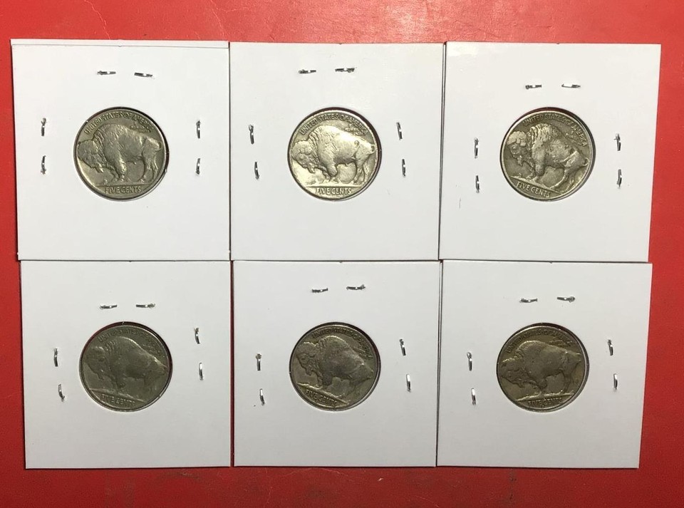 1934-1937D US Buffalo Nickels Collection Set of 6! All Very Fine! Very ...