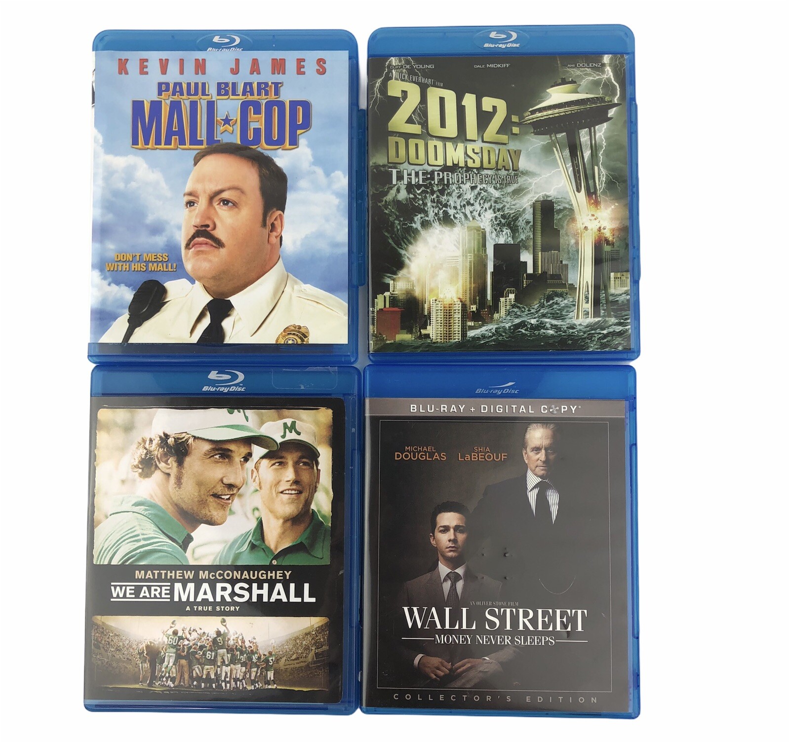 Blue Ray DVDs - Lot of 4 - Mall Cop, 2012 Doomsday, We Are Marshall ...